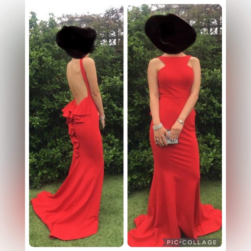 Xscape Red Ruffle Low Back Prom Dress Size 0 - Gem